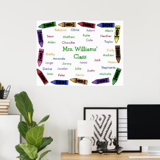 Class Names Poster - Crayons | Zazzle