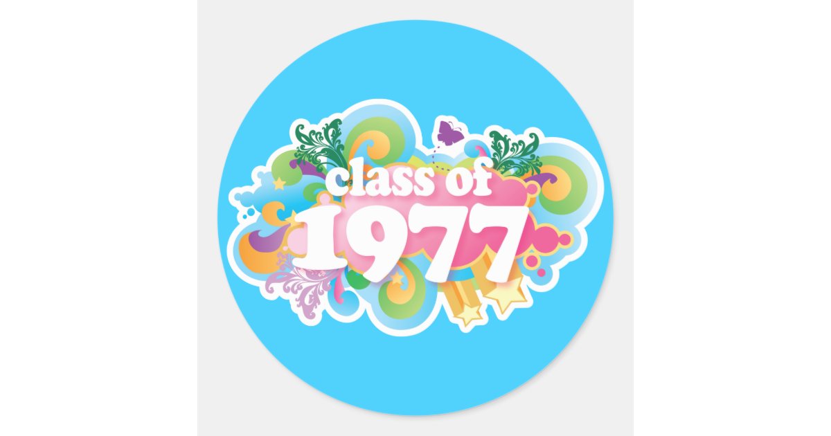 Class of 1977 classic round sticker | Zazzle
