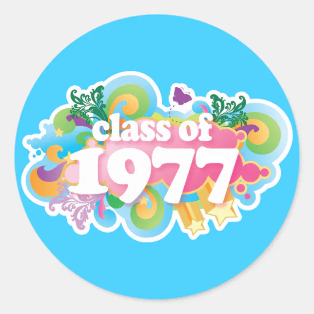 Class of 1977 classic round sticker | Zazzle