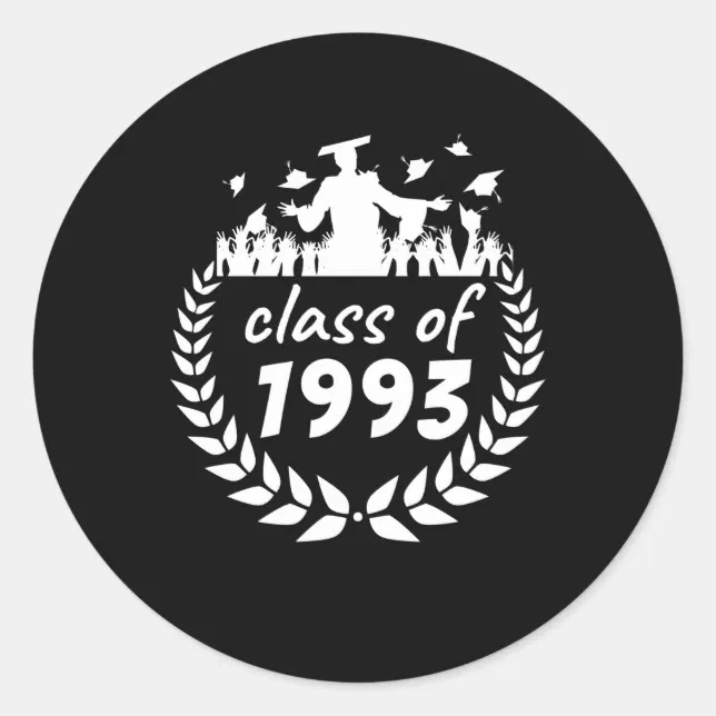 class of 1993 graduation or reunion design by classic round sticker ...