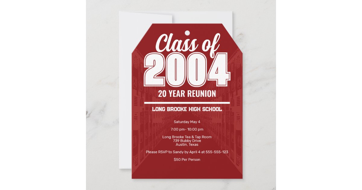 Class of 2004 20 Year High School Reunion Lockers Invitation | Zazzle