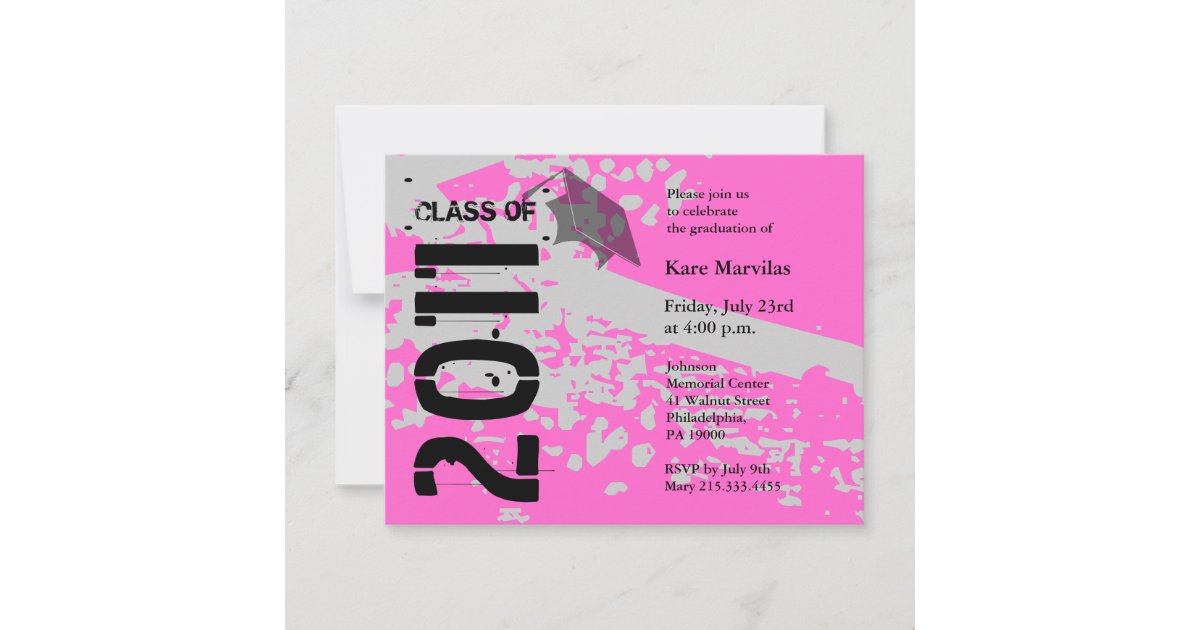 Class of 2011 Invitation ABP231 Pink Abstract | Zazzle