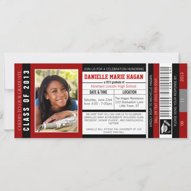 Class of 2013 Graduation VIP Admission Ticket Invitation | Zazzle