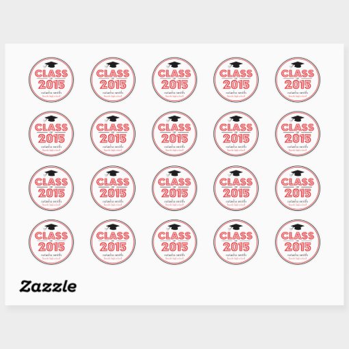 Class Of 2015 Graduation Favor (Red / Black) Classic Round Sticker | Zazzle