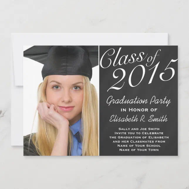 Class of 2015 Graduation Party Chalkboard Portrait Invitation | Zazzle