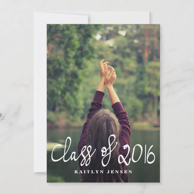 Class Of 2016 Casual Typography Graduate Photo Invitation | Zazzle