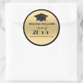 Class Of 2016 Modern Black Hat Gold Background Classic Round Sticker ...