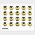 Class of 2017 Graduation Cap Sticker, Gold Black Classic Round Sticker ...