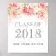 Class of 2018 Grad Sign Pink Watercolor Floral | Zazzle