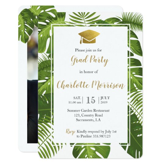Class of 2018 tropical green gold photo card | Zazzle.com
