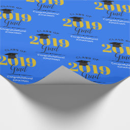 Class of 2019 Grad | Blue & Gold Wrapping Paper | Zazzle