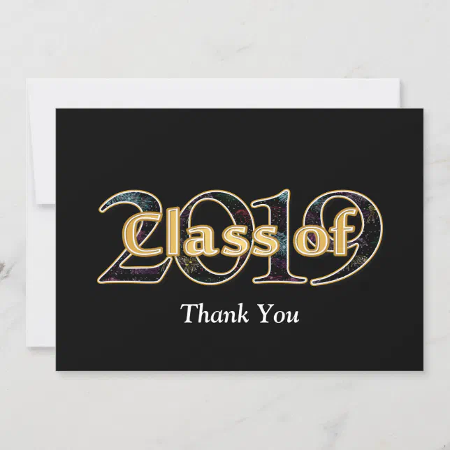 Class of 2019 Graduation Gold Black Thank You Card | Zazzle