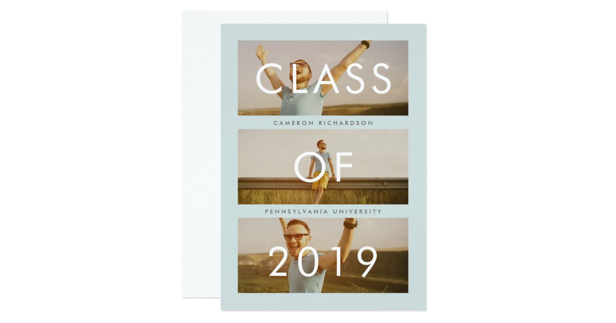 Class of 2019 | Mint Three Photo Graduation Party Invitation | Zazzle.com