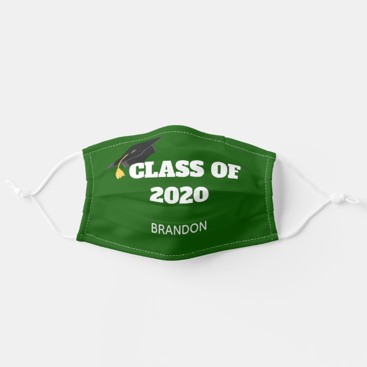 Class of 2020 Custom Graduation Green Adult Cloth Face Mask | Zazzle