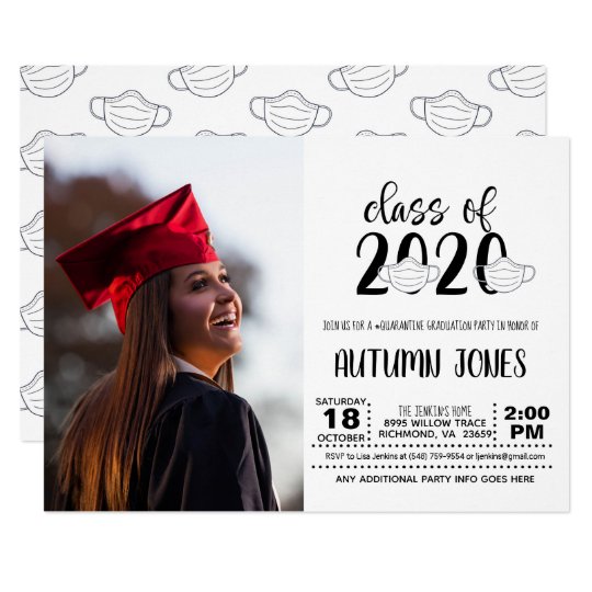 Class of 2020 Facemask with Photo Invitation | Zazzle.com