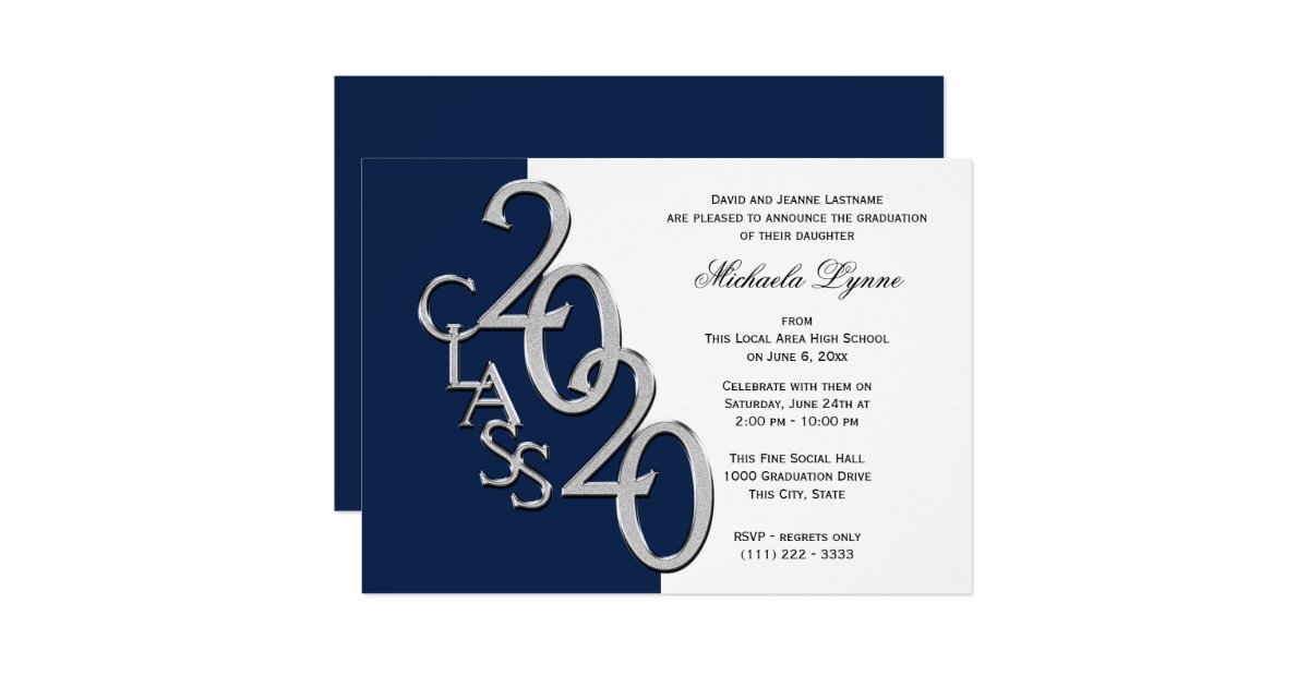 Class of 2020 Grad Silver with Color Option Invitation | Zazzle.com