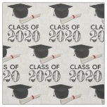 Dark Gray Graduation Caps and Diploma Pattern Fabric | Zazzle