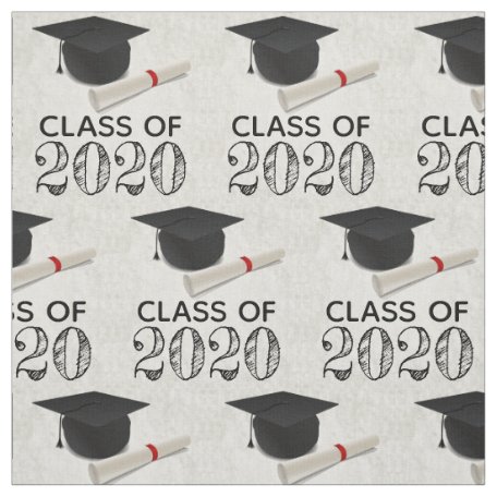 Dark Gray Graduation Caps and Diploma Pattern Fabric | Zazzle