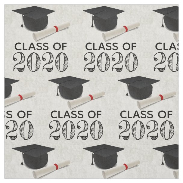 Dark Gray Graduation Caps and Diploma Pattern Fabric | Zazzle