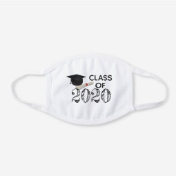 Class of 2020 Graduation Cap Diploma White Cotton Face Mask | Zazzle