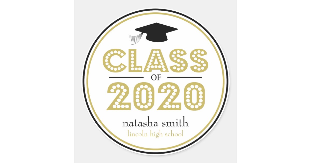 Class Of 2020 Graduation Favor (Gold / Black) Classic Round Sticker ...