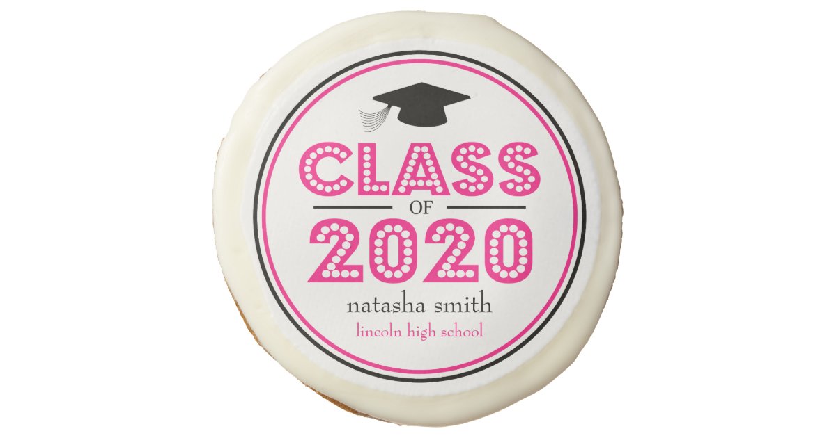 Class Of 2020 Graduation Favors (Hot Pink) Sugar Cookie | Zazzle