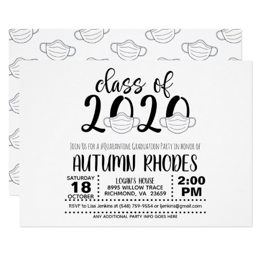 Class of 2020 Graduation Invitation - Face Mask | Zazzle.com