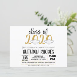 Class of 2020 Graduation Invitation - Face Mask GG | Zazzle