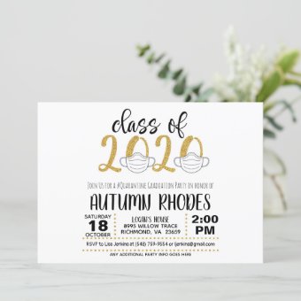 Class of 2020 Graduation Invitation - Face Mask GG | Zazzle
