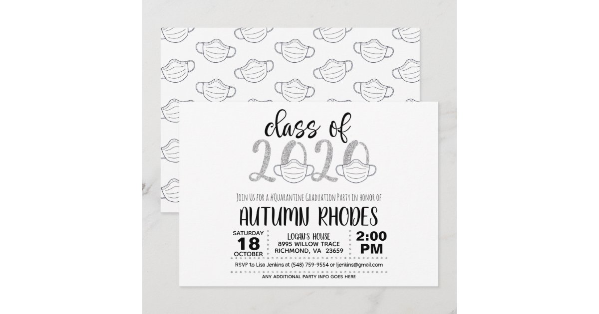 Class of 2020 Graduation Invitation - Face Mask SG | Zazzle