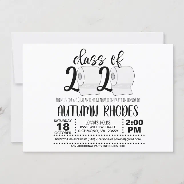 Class of 2020 Graduation Invitation - Funny TP | Zazzle