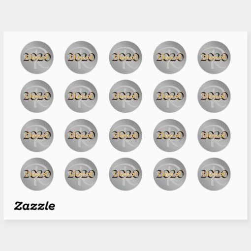 Class of 2020 Graduation Monogram Gold Typography Classic Round Sticker ...