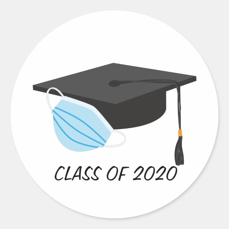 Class of 2020 Graduation with Face mask Classic Round Sticker | Zazzle