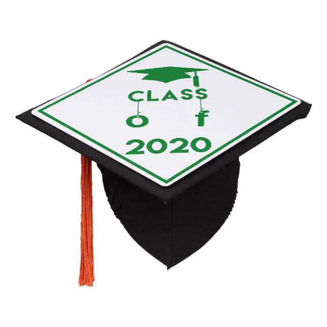 Class of 2020 - Green and White Graduation Graduation Cap Topper | Zazzle