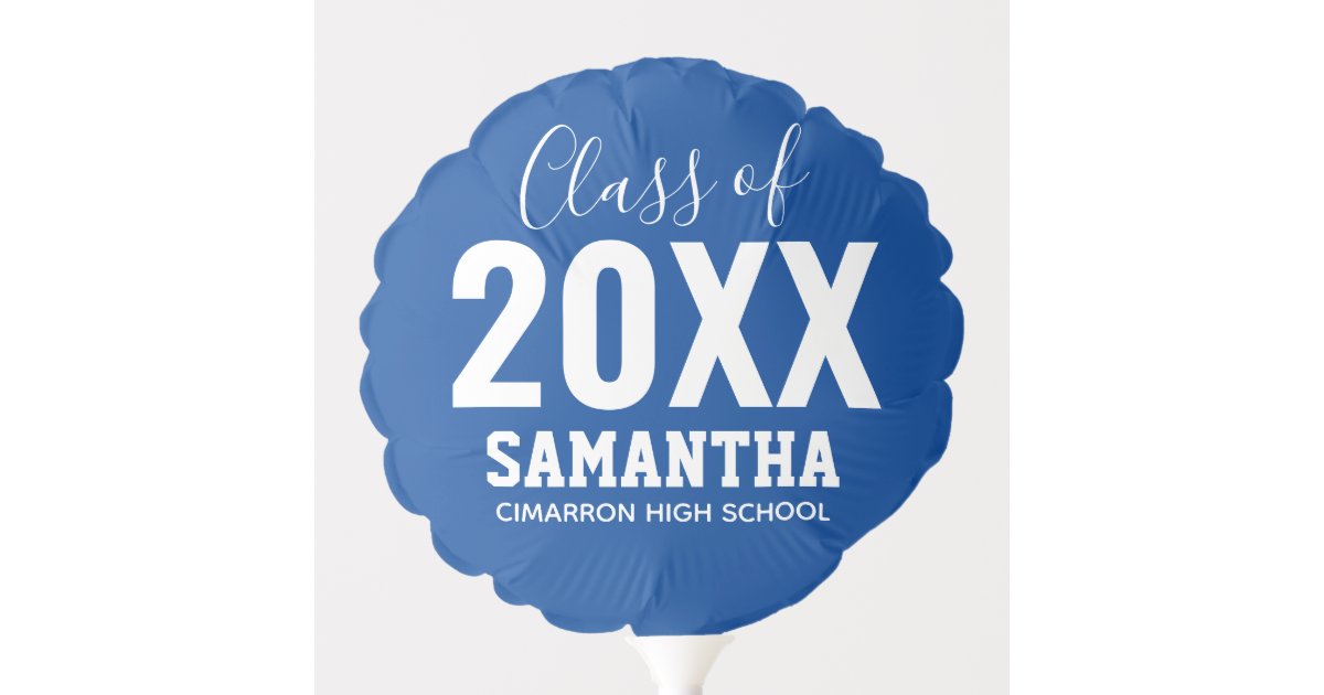 Class of 2020 Name and School Blue Balloon | Zazzle