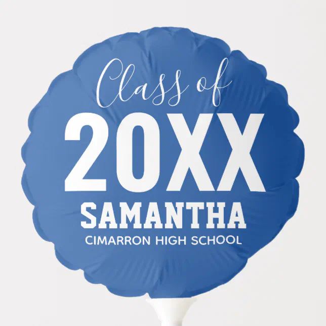 Class of 2020 Name and School Blue Balloon | Zazzle