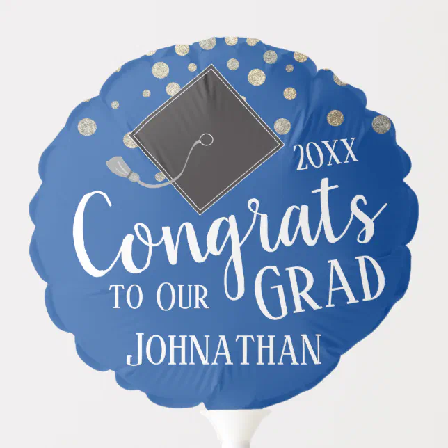 Class of 2020 Name and School blue Balloon | Zazzle