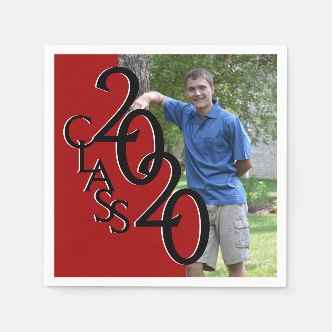 Class of 2020 Red Grad Photo Napkins | Zazzle