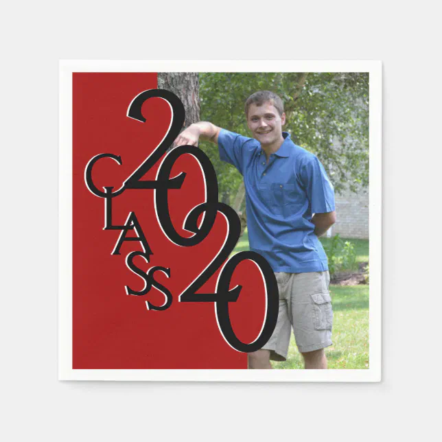 Class of 2020 Red Grad Photo Napkins | Zazzle