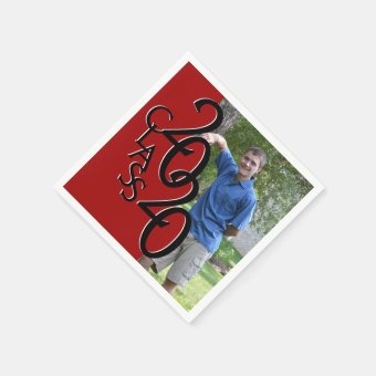 Class of 2020 Red Grad Photo Napkins | Zazzle