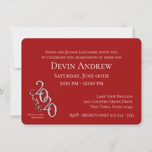 Class of 2020 Red Photo Graduation Invitation | Zazzle