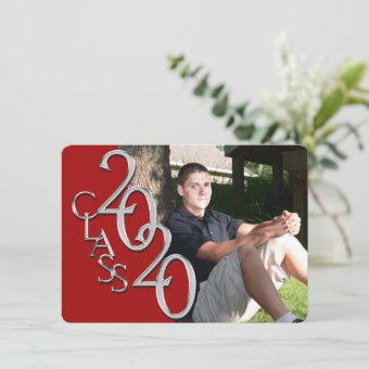 Class of 2020 Red Photo Graduation Invitation | Zazzle