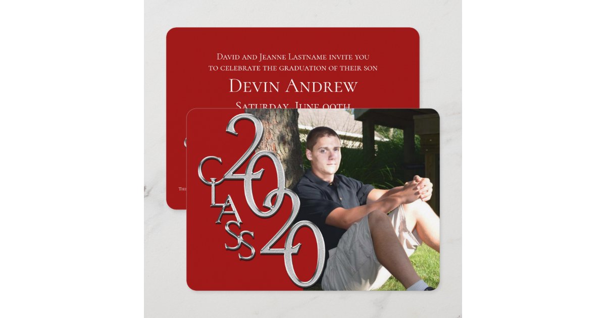 Class of 2020 Red Photo Graduation Invitation | Zazzle