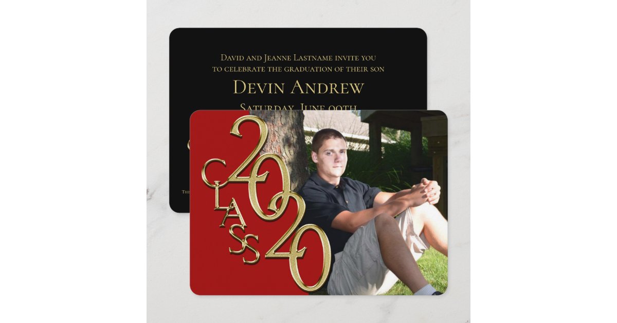 Class of 2020 Red Photo Graduation Invitation | Zazzle