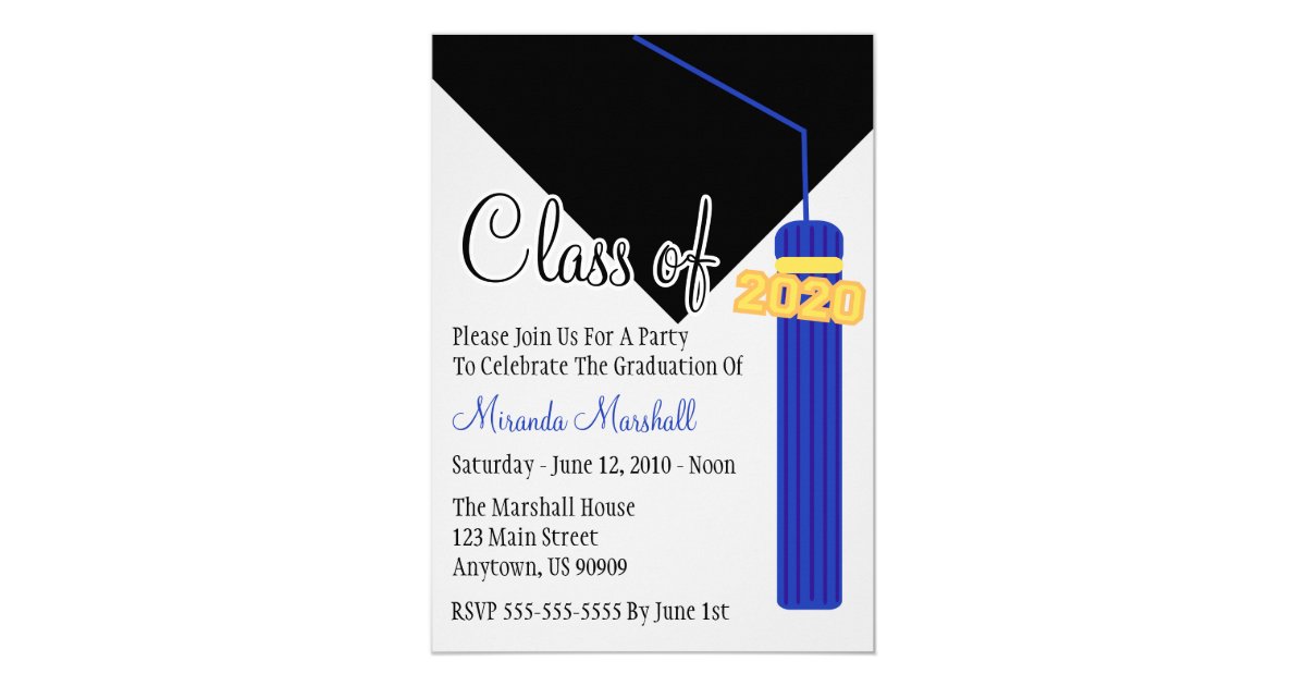 Class Of 2020 Tassel Graduation Invite (Blue) | Zazzle.com