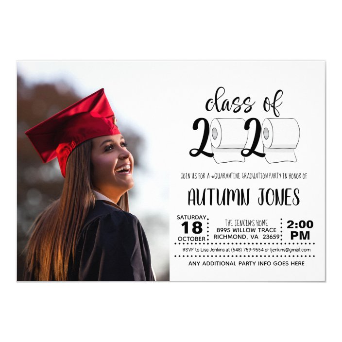 Class of 2020 Toilet Paper with Photo Invitation | Zazzle.com