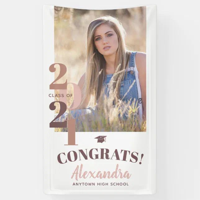 Class of 2021 Blush Vertical Photo Graduation Banner | Zazzle