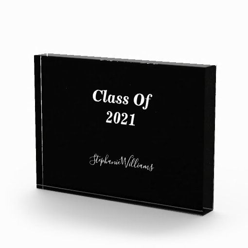 Class Of 2021 Custom Monogram Black White Elegant Acrylic Award | Zazzle