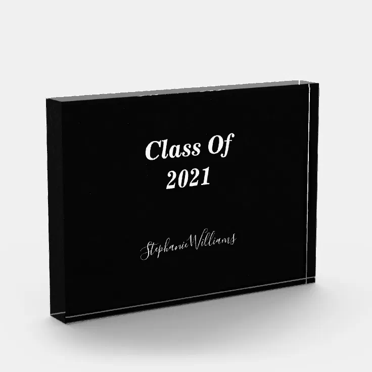 Class Of 2021 Custom Monogram Black White Elegant Acrylic Award | Zazzle