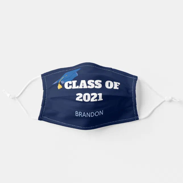 Class of 2021 Custom Senior Graduation Dark Blue Adult Cloth Face Mask ...